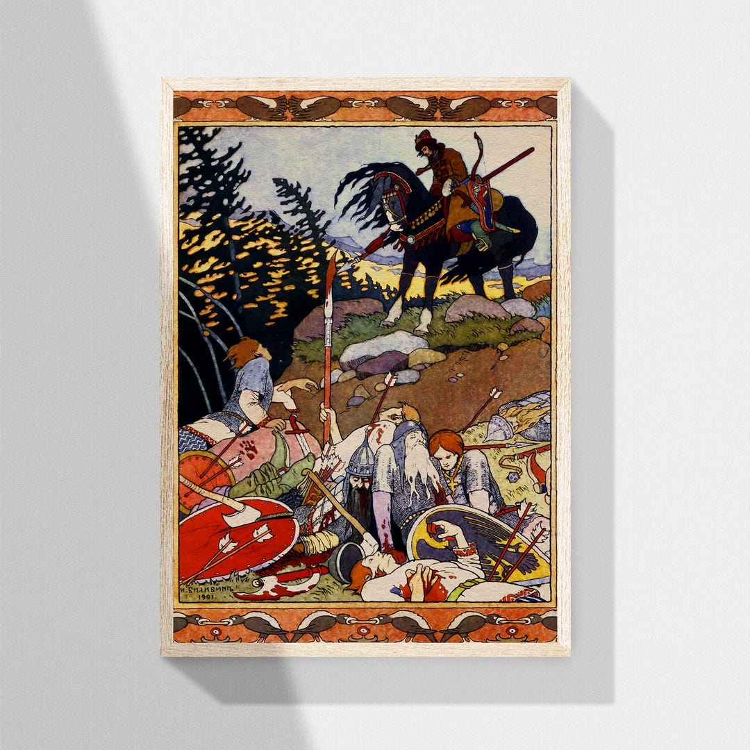 Fallen Viking Warriors Russian Folk Art Bilibin Unframed Poster - Etsy