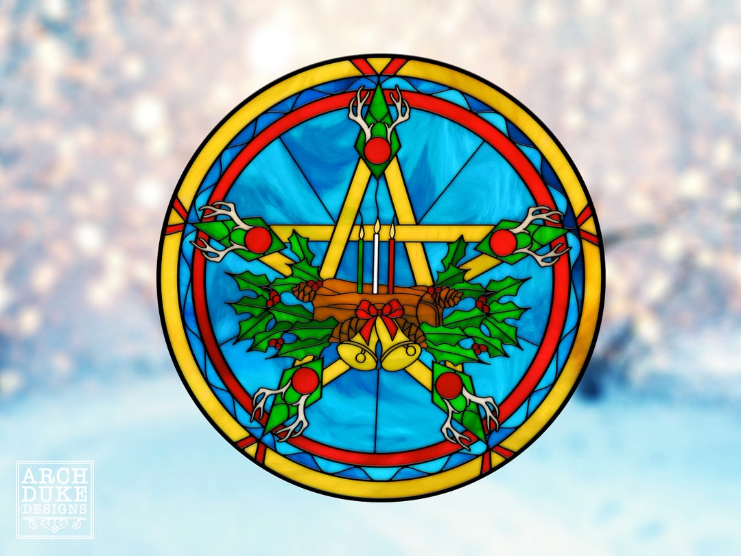 Yule Star Round Stained Glass Window Film - Etsy