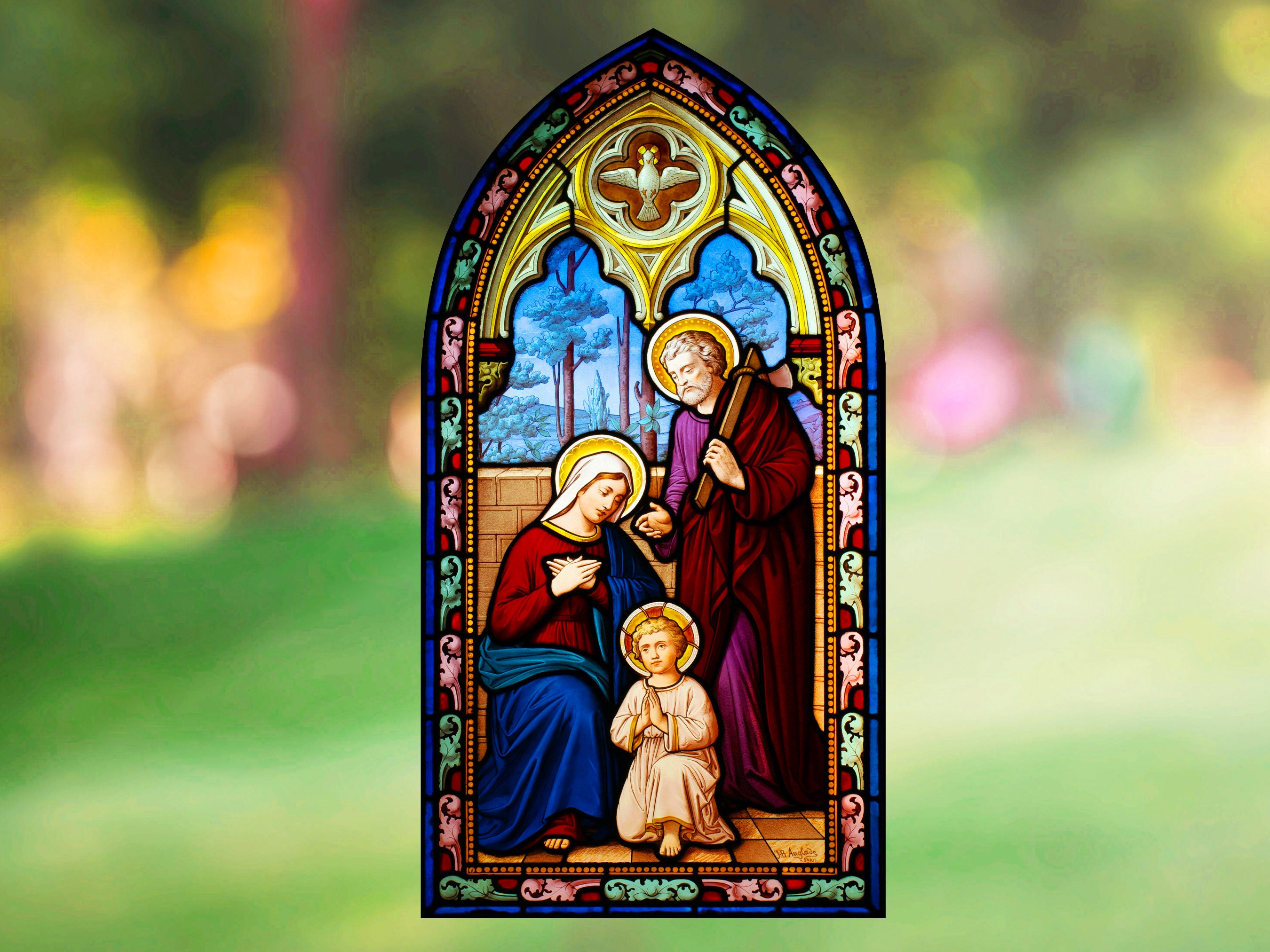 Holy Family Stained Glass Window Film - Etsy