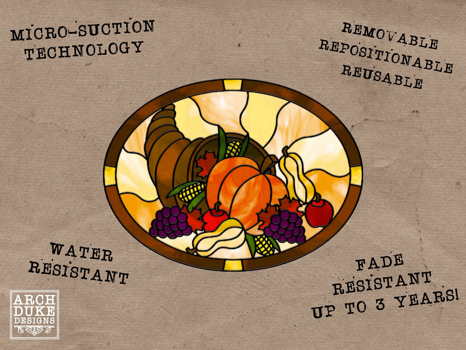 Thanksgiving Cornucopia Stained Glass Window Film Cling - Etsy