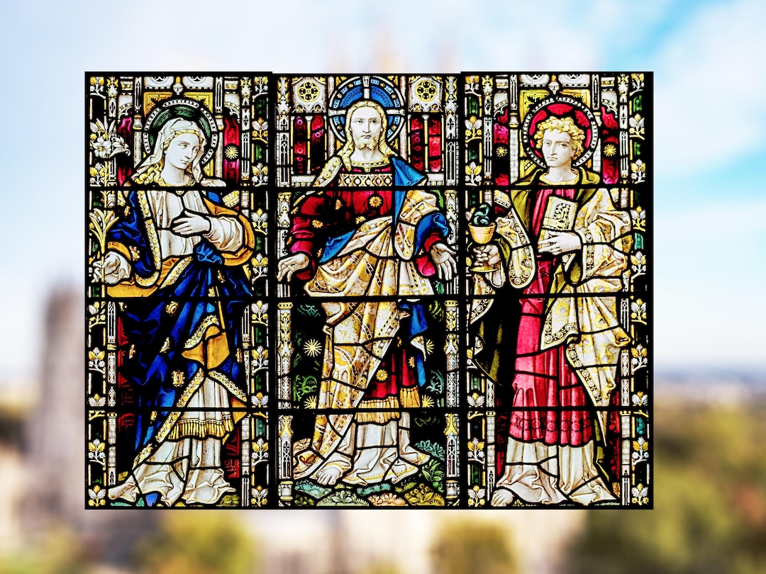 Jesus Mary and John Christian Stained Glass Window Film - Etsy