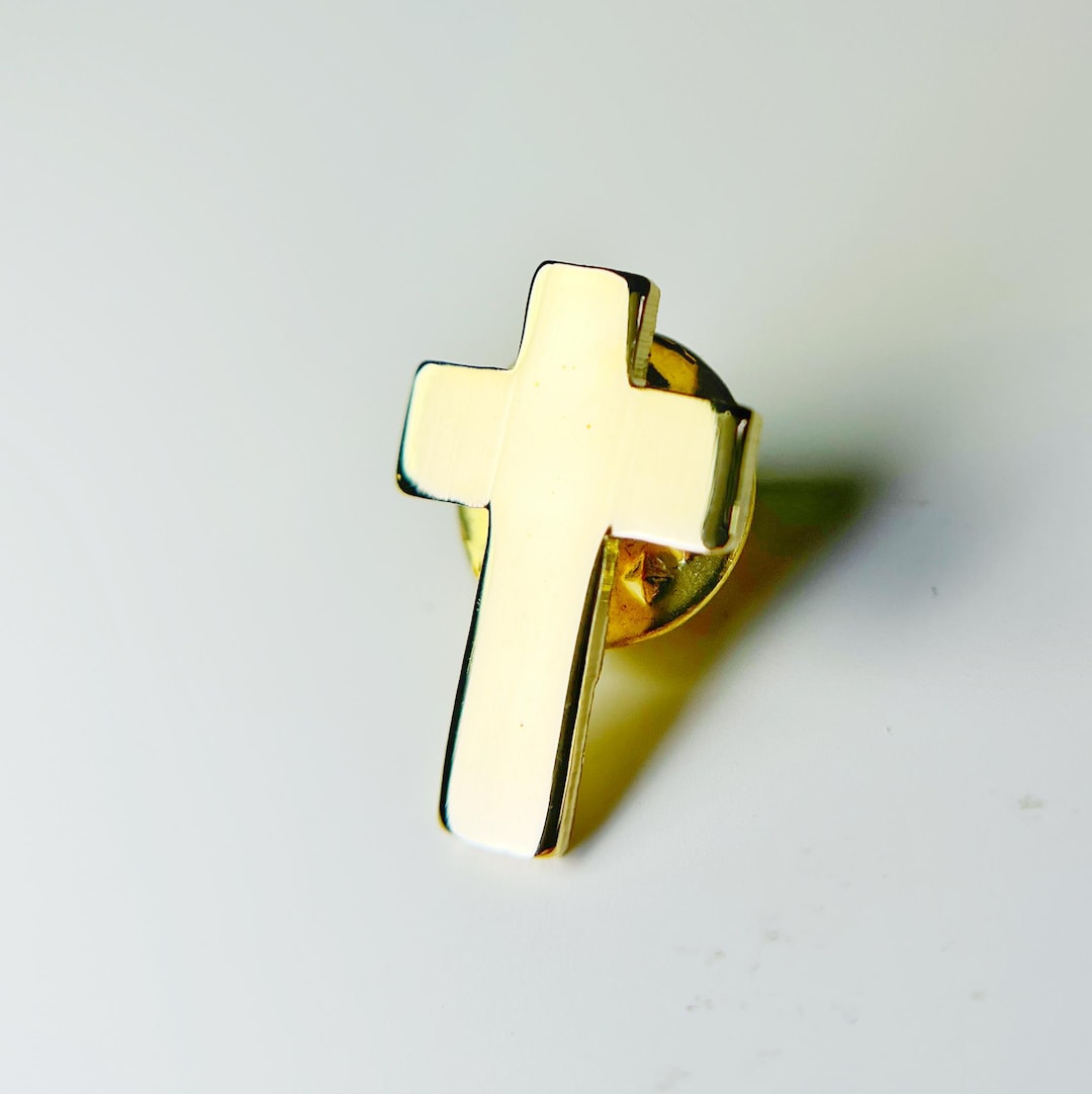 Gold Cross Lapel Pin 1" - Etsy