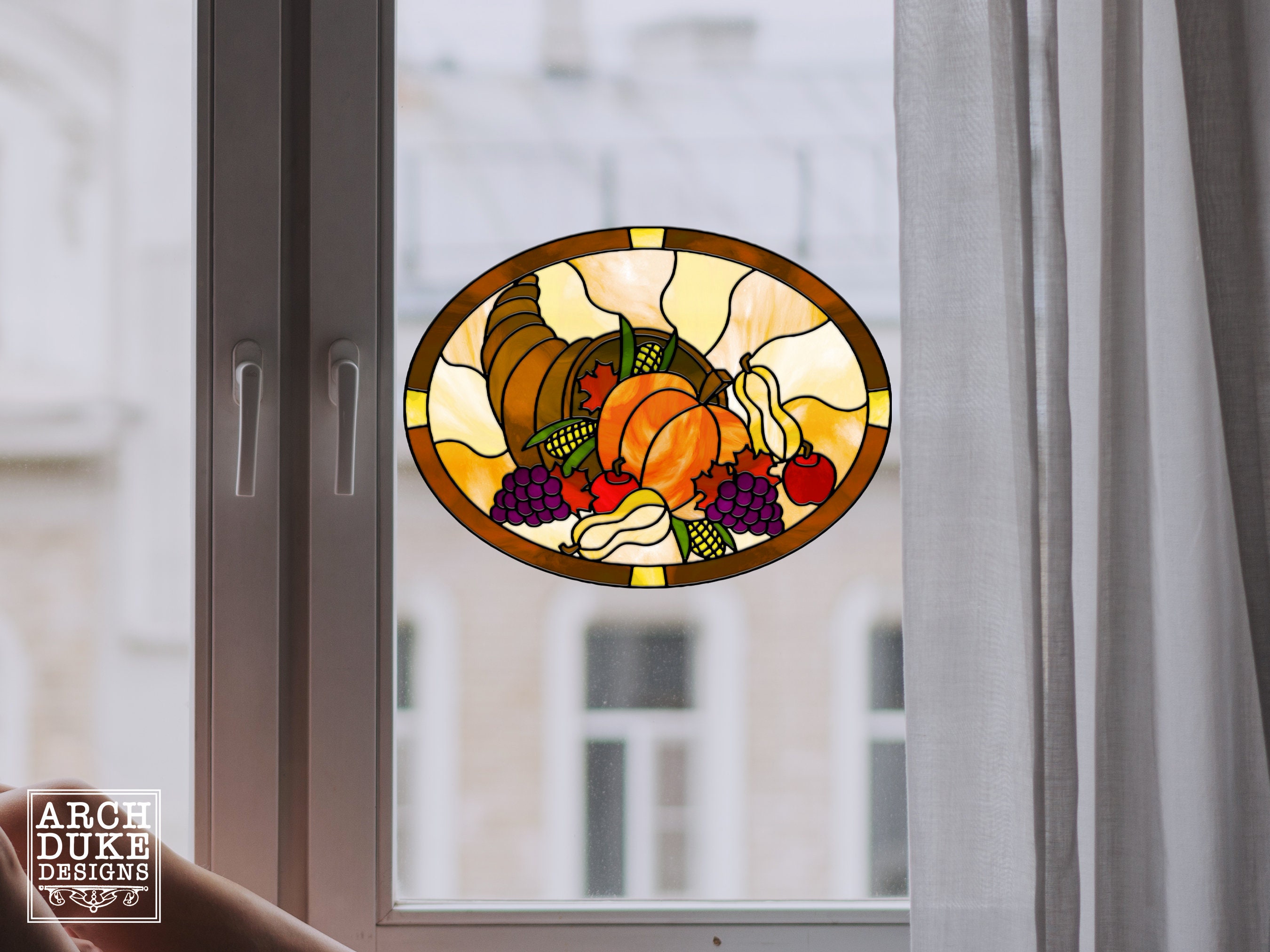 Thanksgiving Cornucopia Stained Glass Stained Glass Window Film - Etsy