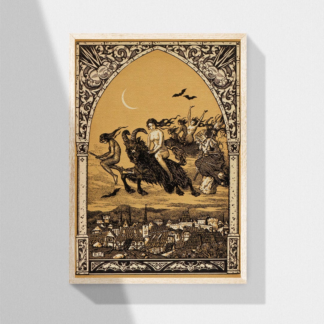 Witches Riding Goats Vintage Zuber Unframed Poster - Etsy