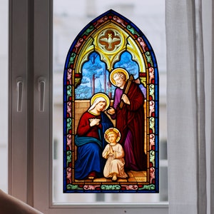 Holy Family Stained Glass Window Film - Etsy