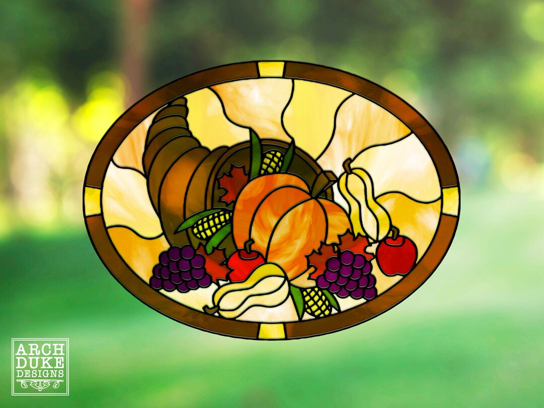 Thanksgiving Cornucopia Stained Glass Window Film Cling - Etsy
