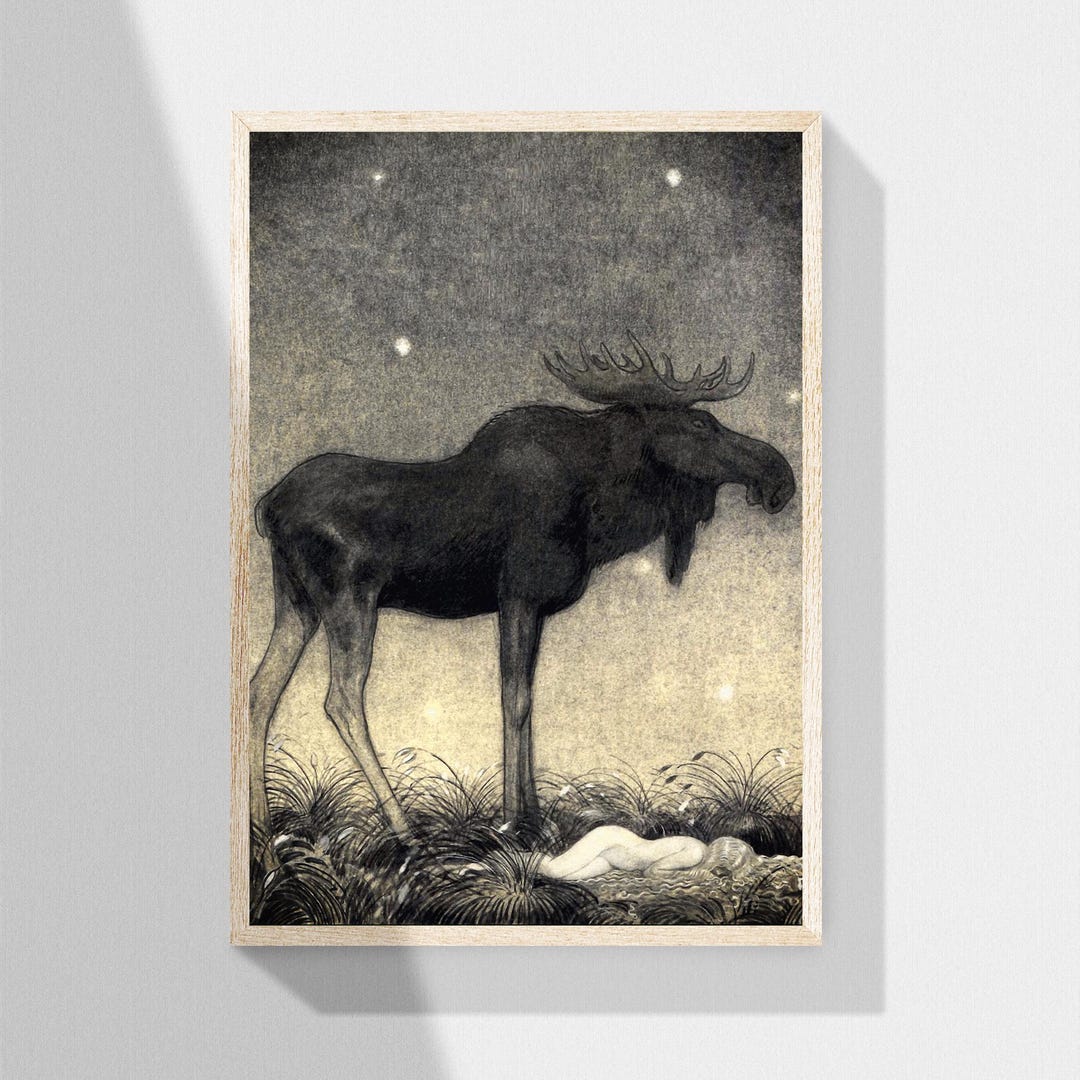 Little Princess and the Moose Bauer Illustration Unframed Poster - Etsy