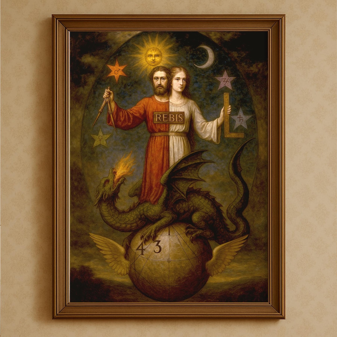 Alchemical Rebis Esoteric Occult Painting Wall Art | Vintage Art ...