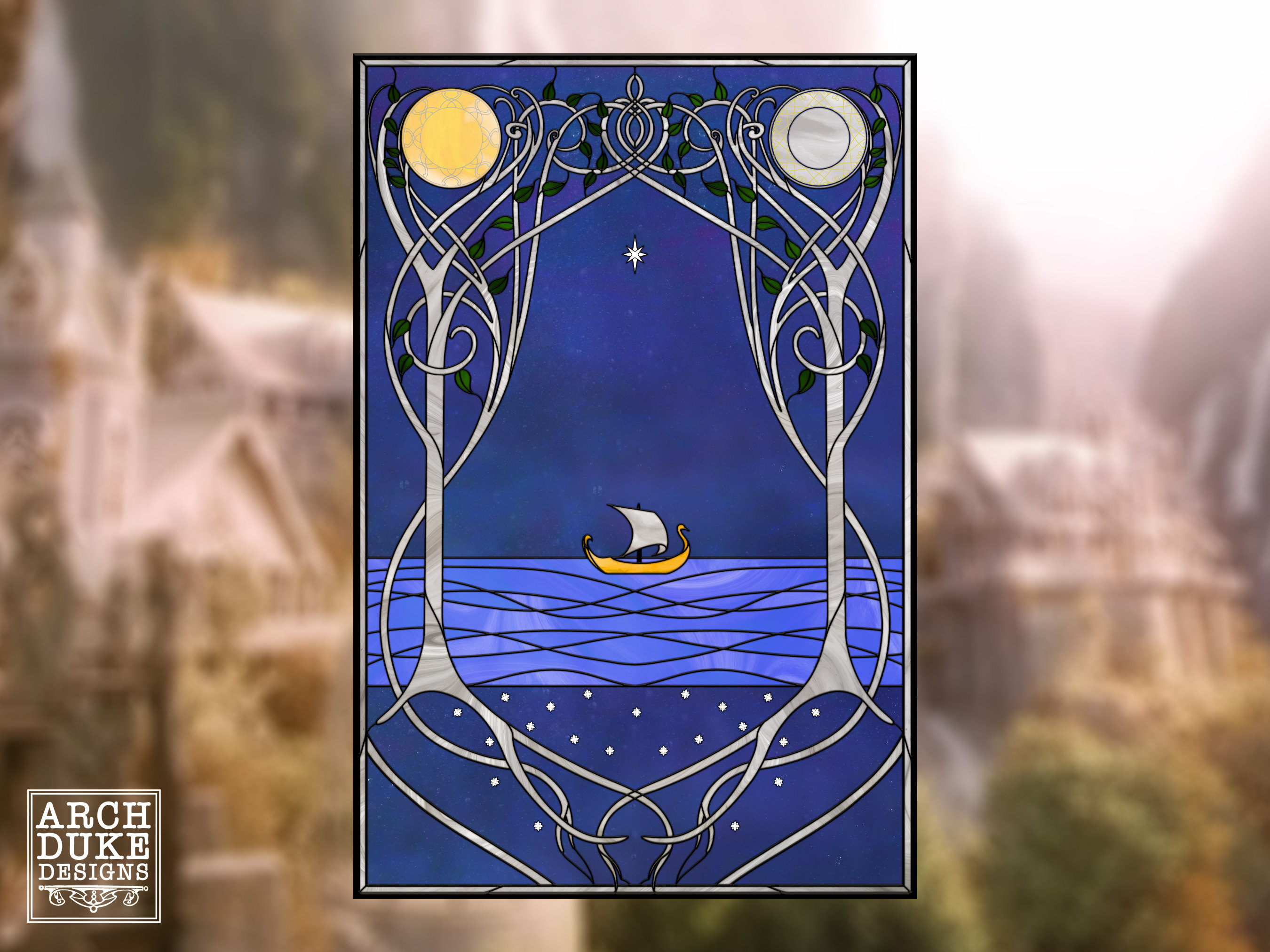 Rings Lord Elvish Trees Stained Glass Window Film - Etsy