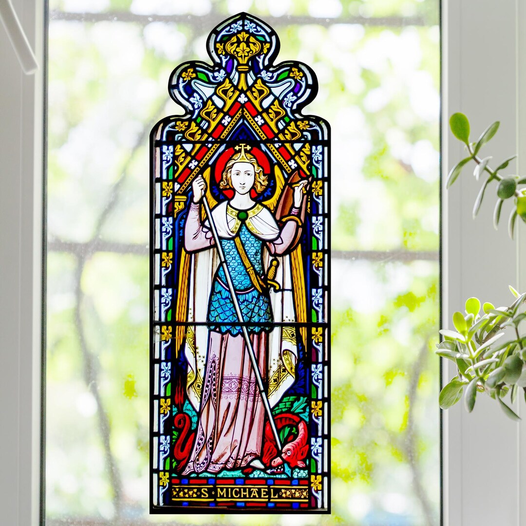 Saint Michael Archangel Catholic Stained Glass Window Film - Etsy
