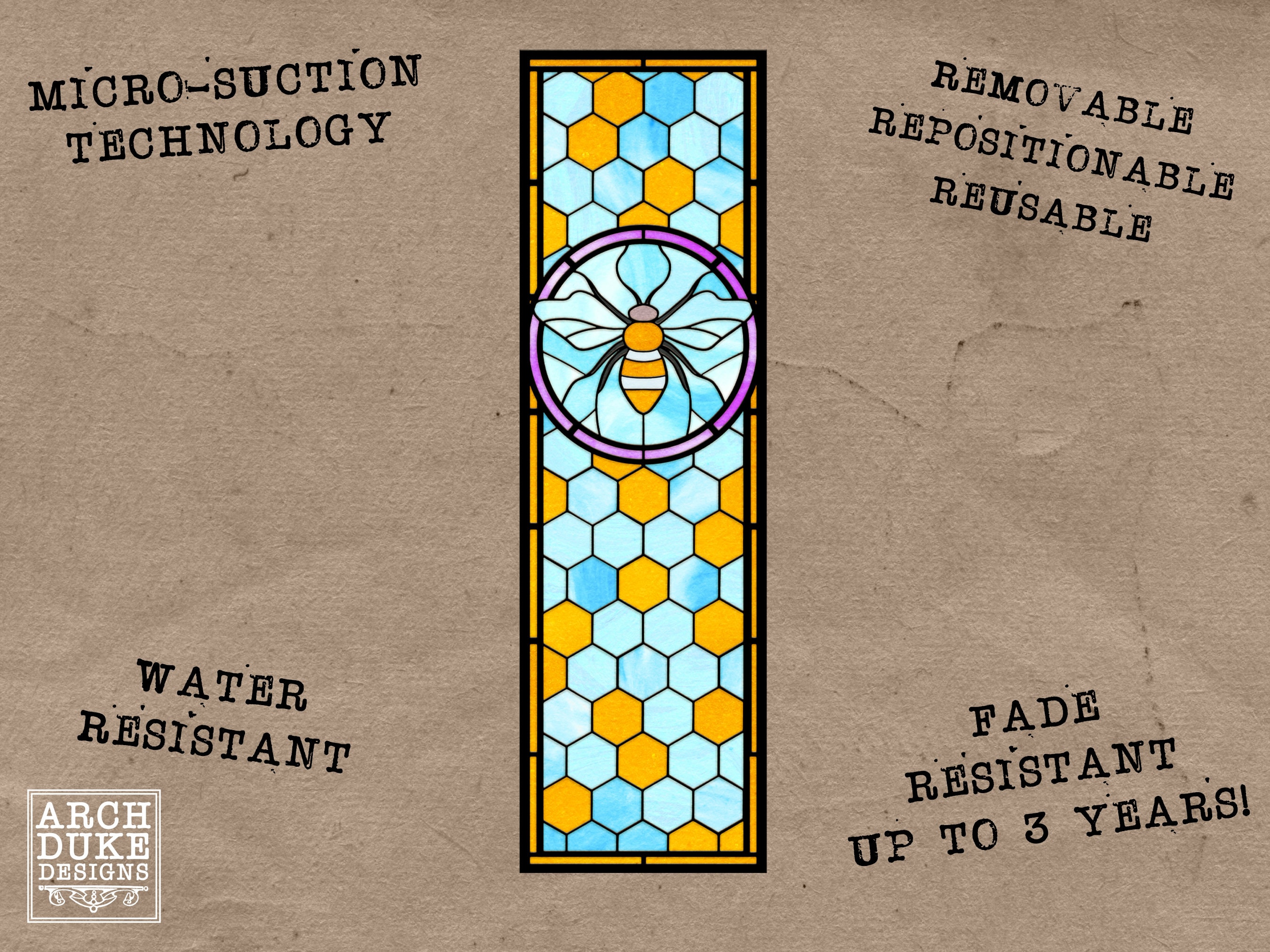 Bee Honeycomb Stained Glass Window Film - Etsy