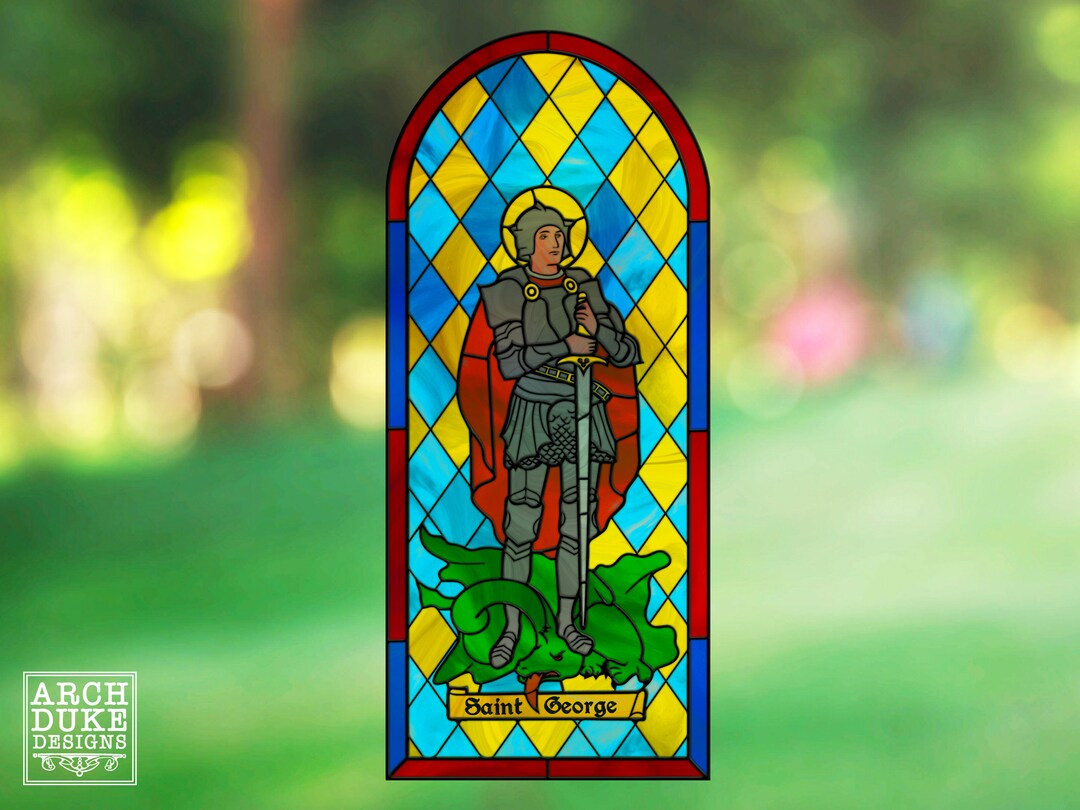 Saint George and the Dragon Stained Glass Window Film - Etsy