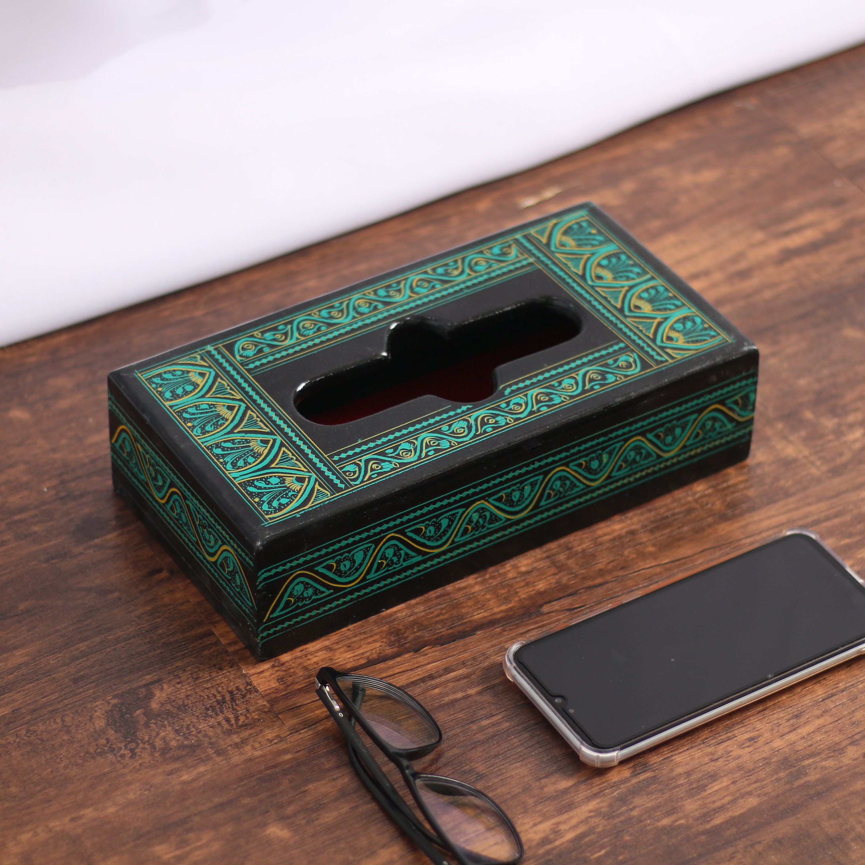 Handmade Tissue Box Cover Vintage Wooden Tissue Organizer Box, Hand ...