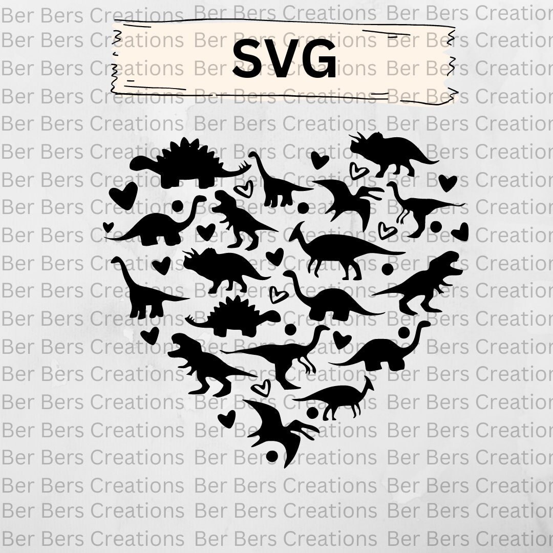 Dino Heart SVG Digital Download - Etsy