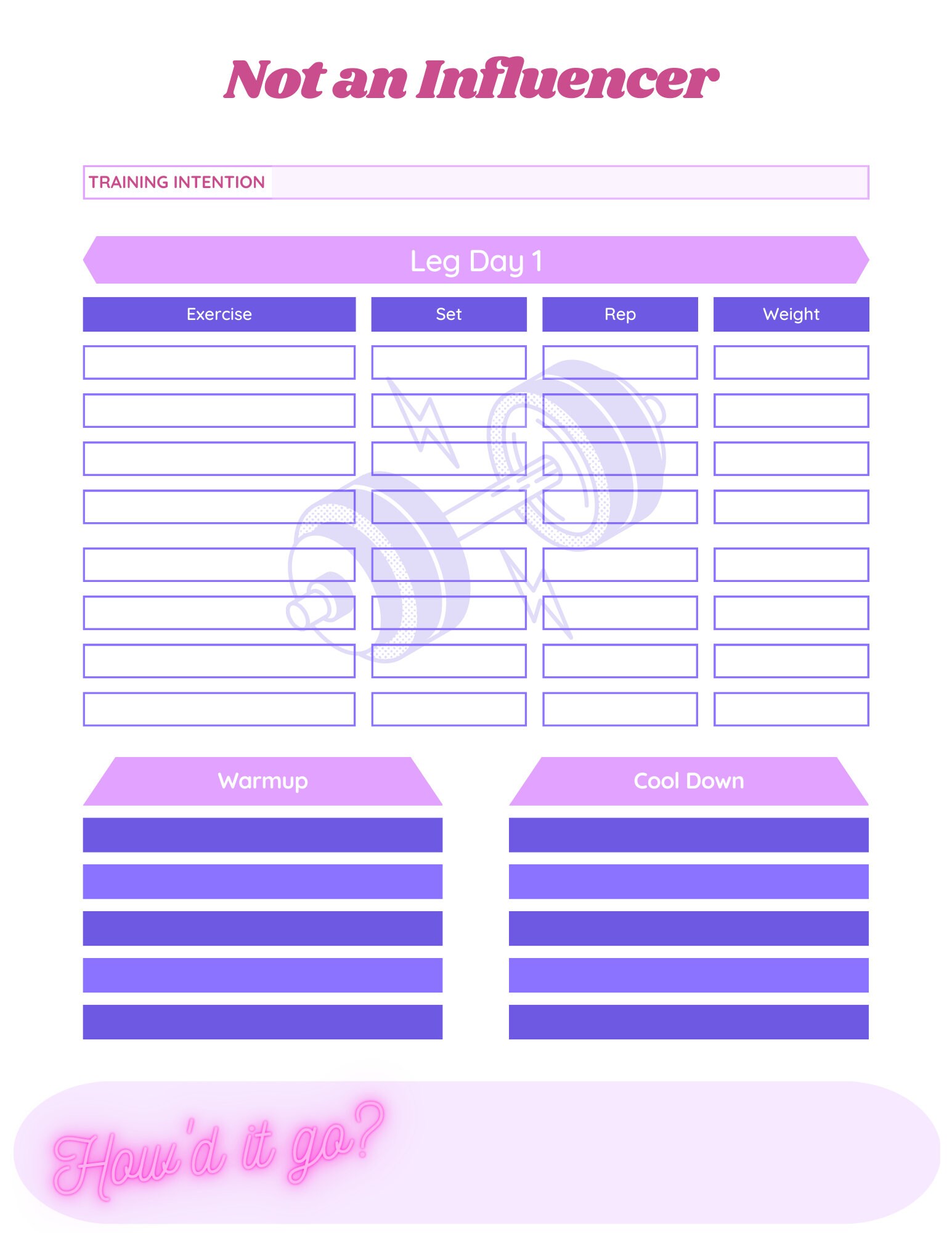 Aesthetic Workout Tracker Template - Etsy