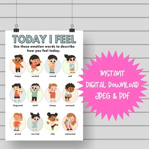 Classroom Emotions Chart, Printable Classroom Poster. Teacher Back to ...