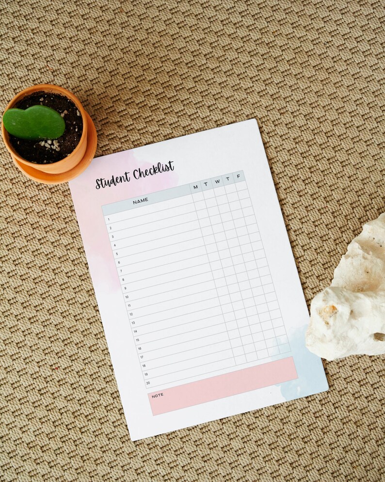 Student Check List Printable Teacher Student Organizer - Etsy