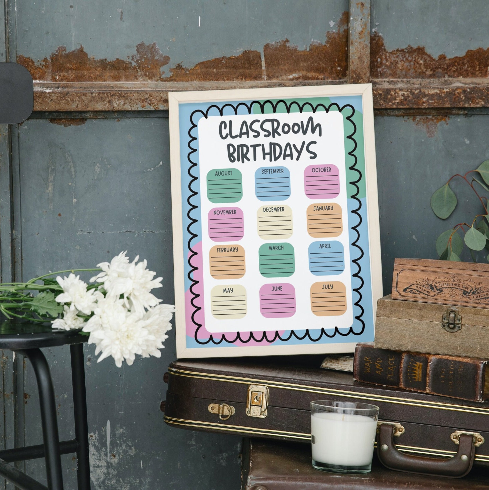 Student Birthdays Wall Poster, Printable Birthday Chart for Classroom ...
