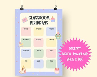 Classroom Birthday Chart - Etsy