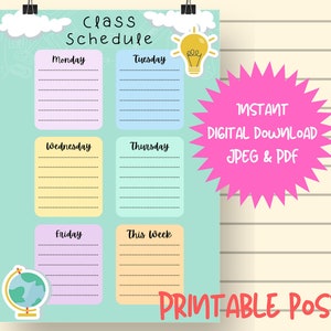 Classroom Daily Schedule Poster, Printable Class Schedule, Weekly ...