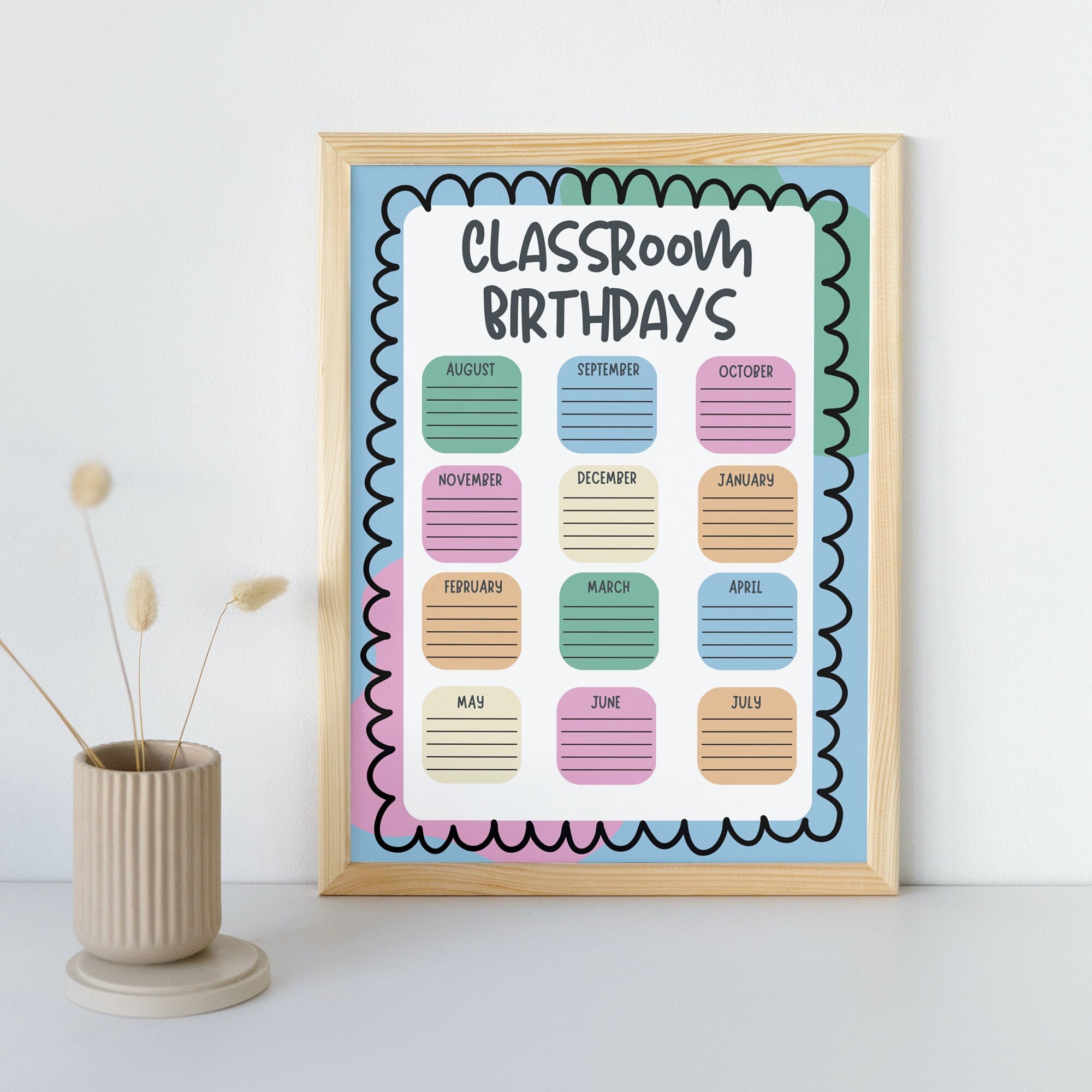 Student Birthdays Wall Poster, Printable Birthday Chart for Classroom ...