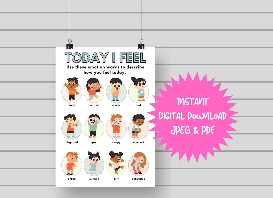 Classroom Emotions Chart, Printable Classroom Poster. Teacher Back to ...
