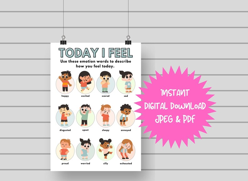 Classroom Emotions Chart, Printable Classroom Poster. Teacher Back to ...