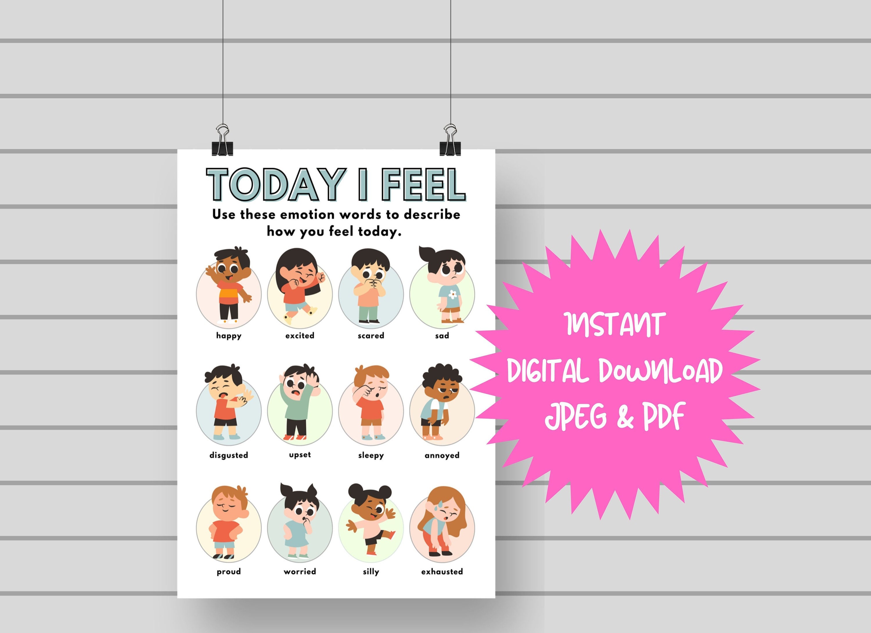 Classroom Emotions Chart, Printable Classroom Poster. Teacher Back to ...