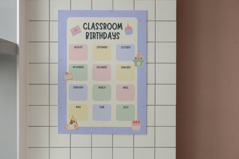 Classroom Birthday Chart, Student Birthday Wall Poster, Back to School ...