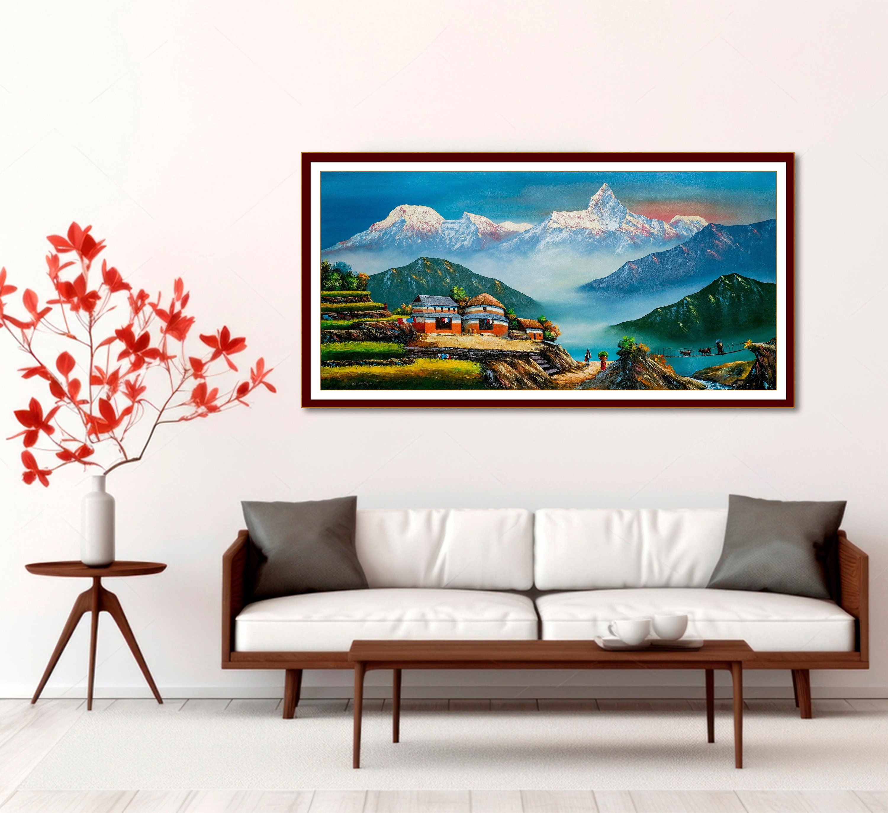 Himalayas Painting, Mt Fishtail, Annapurna Trekking on Canvas ...