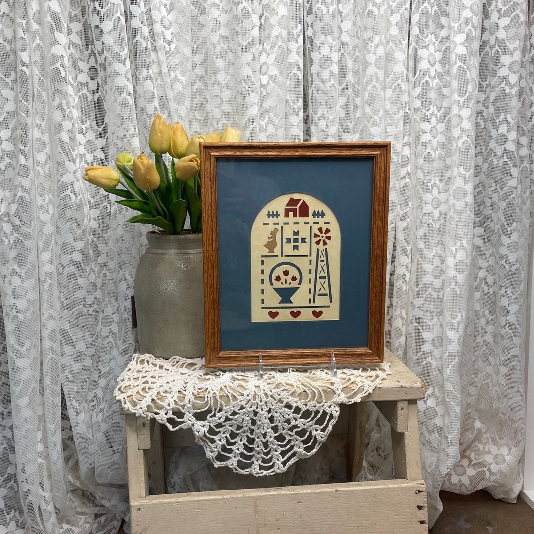 Vintage 1980's Paper Cut Wall Art Farmhouse/goose/windmill/hearts ...