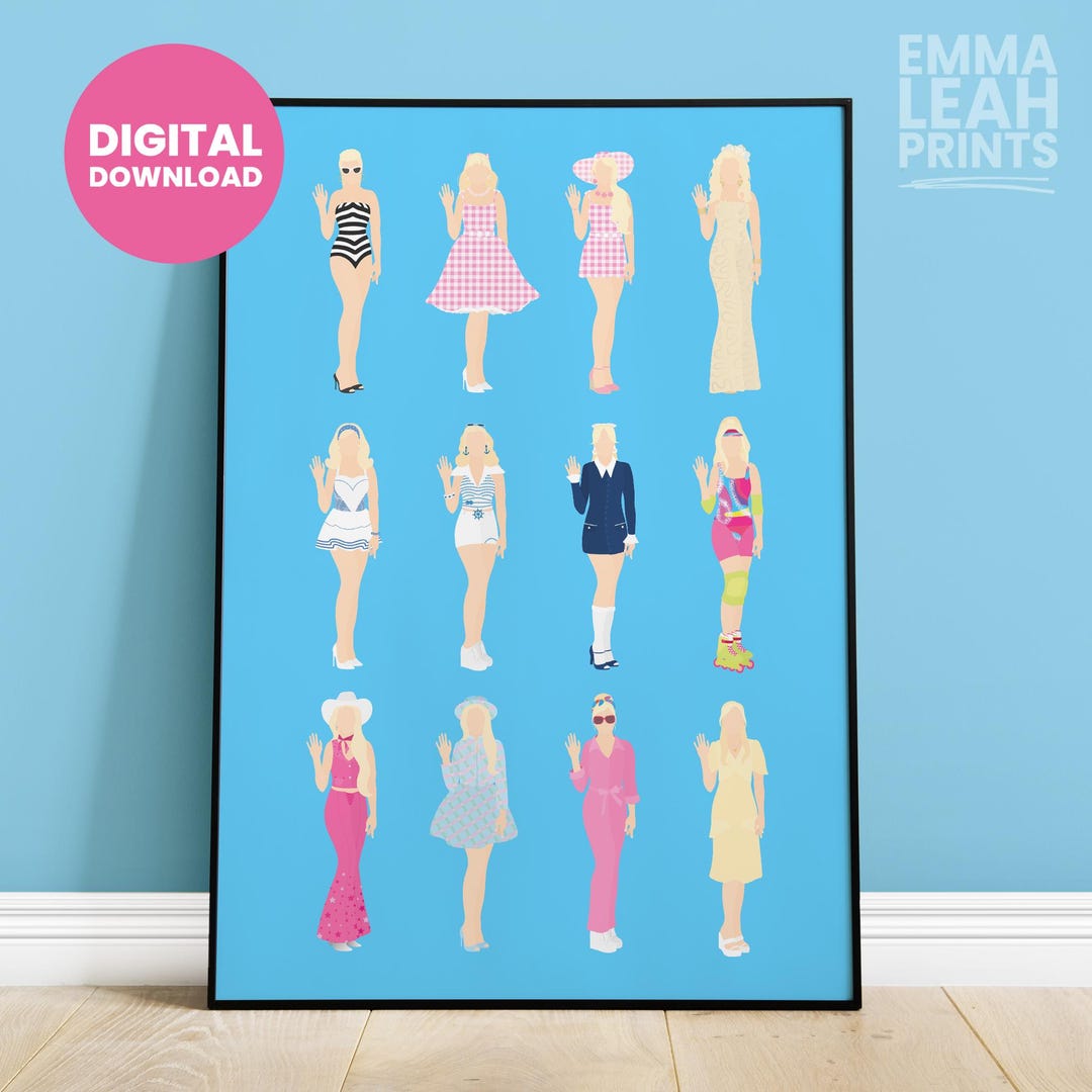 Barbie Fashion Print | Digital Download | Printable Wall Art | Faceless ...