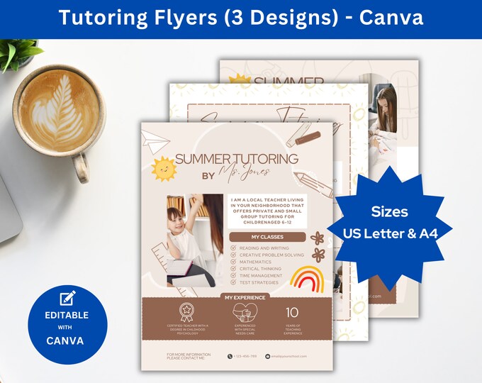 DIY Summer Tutoring Flyer Template, Canva Tutoring Flyer, Small ...