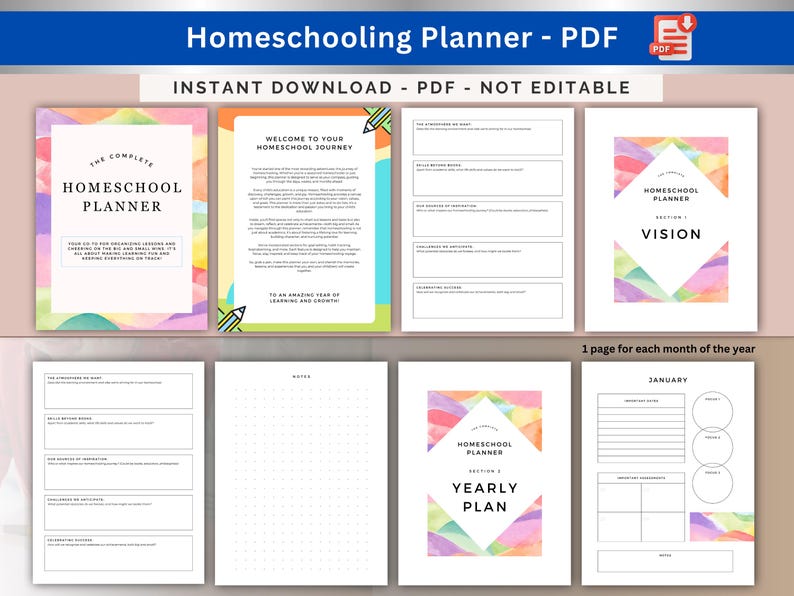 Printable Yearly Homeschool Planner PDF Goodnotes Organization Tool ...