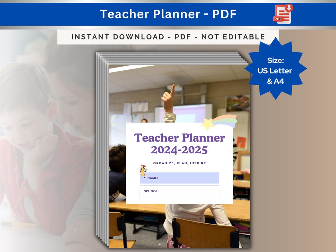 2024-2025 Teacher Planner: Daily, Monthly, Yearly (PDF) - Etsy