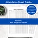 Weekly Attendance Sheet Tracker: Printable Sign-in (digital Download ...