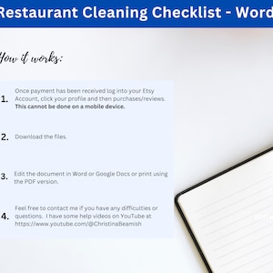 Editable Restaurant Cleaning Checklist: Front of House, Bar, Kitchen ...