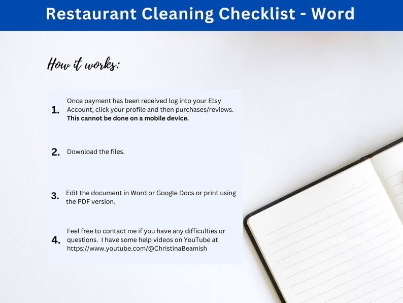 Editable Restaurant Cleaning Checklist: Front of House, Bar, Kitchen ...