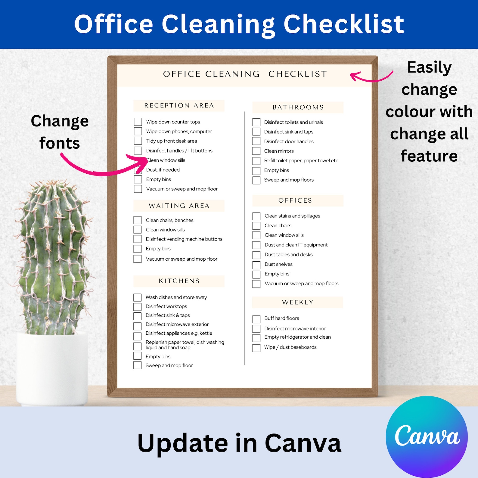 Office Cleaning Checklist Template: Commercial Cleaning Duties (canva ...