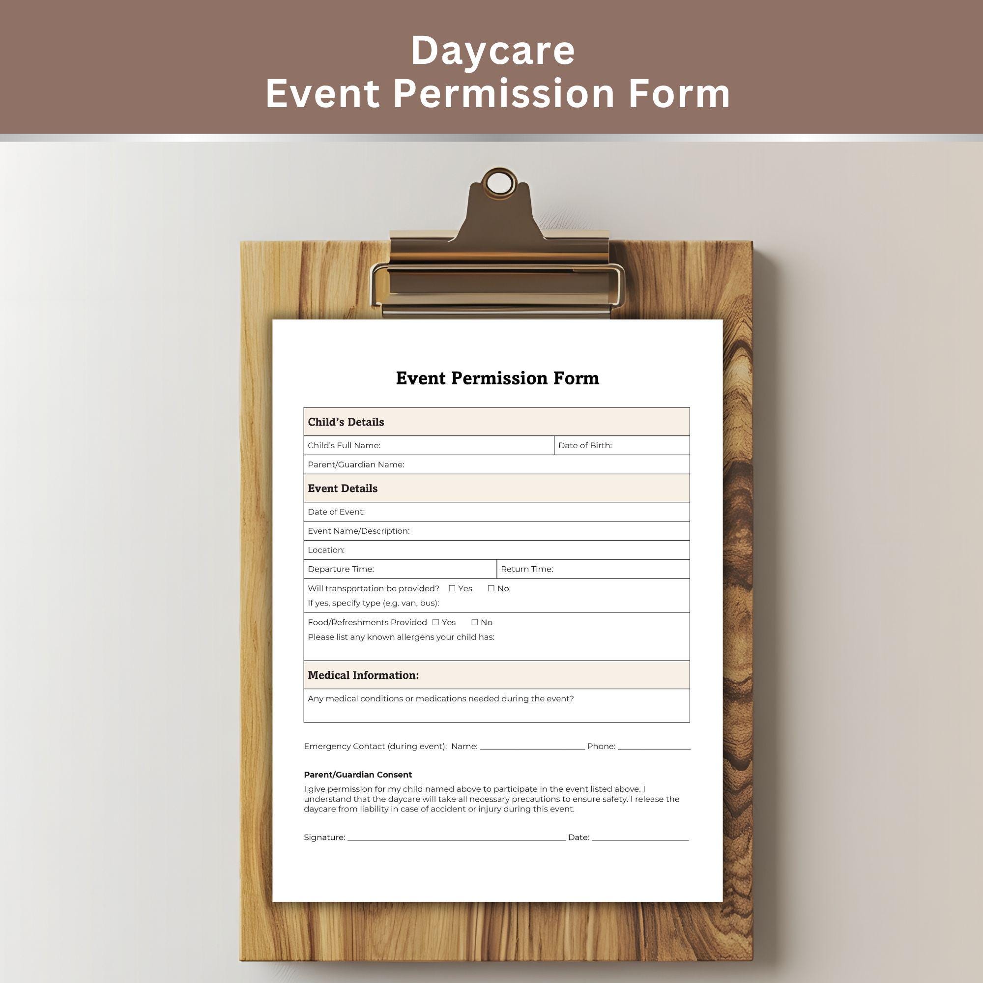 Student Event Permission Slip School Consent Attendance Form Printable ...