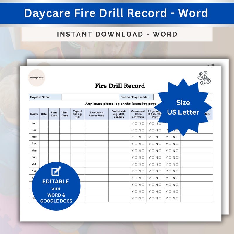 Fire Drill Log - Etsy
