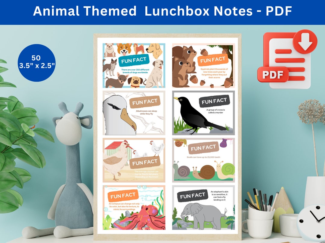 Animal Lunchbox Notes: Fun Facts for Kids (PDF Printable) - Etsy UK