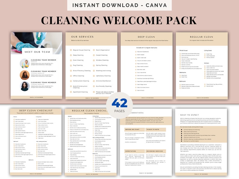 Cleaning Business Client Welcome Packet: 42-page Canva Template - Etsy