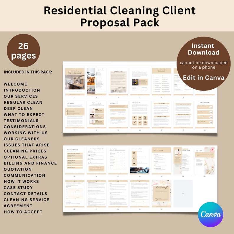 Cleaning Service Proposal Template Cleaning Contract - Etsy