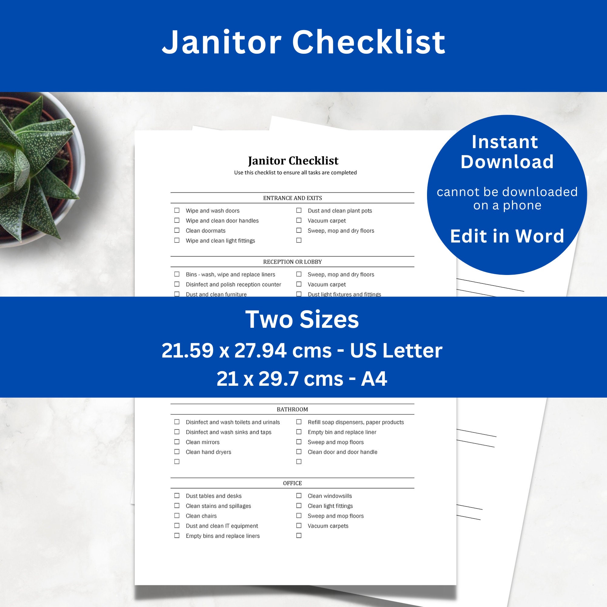 Janitorial Duties Cleaning Checklists
