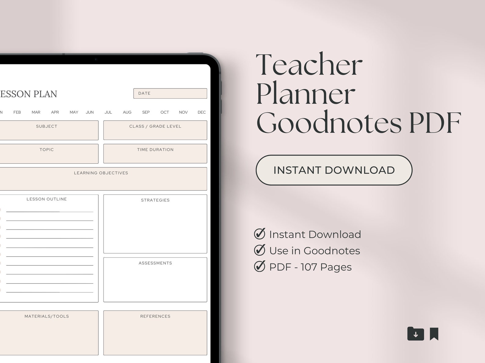 Teacher Planner Goodnotes Undated Weekly, Monthly, Blank Lesson Planner ...