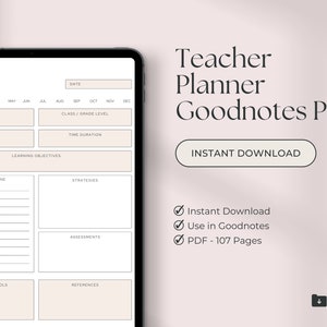 Teacher Planner Goodnotes Undated Weekly, Monthly, Blank Lesson Planner ...