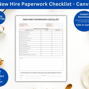 New Employee Paperwork Checklist Template (PDF) - Etsy