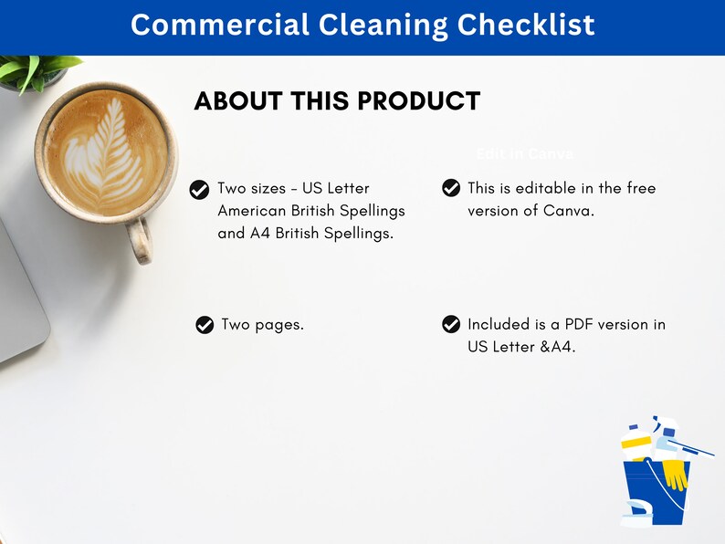 Commercial Cleaning Checklist for General Areas, Restroom, Kitchen ...