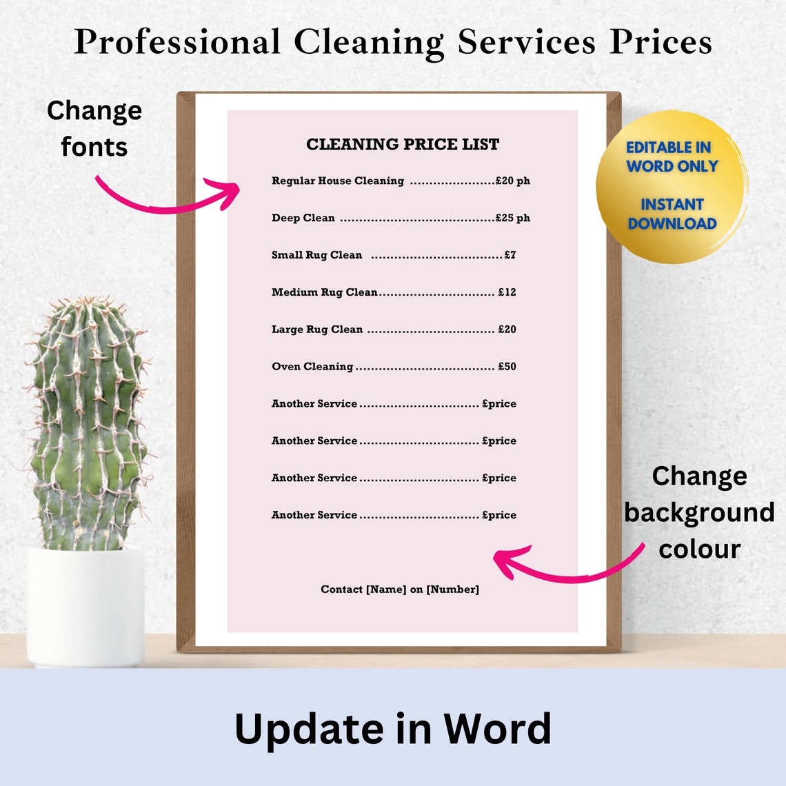House Clean Price List Price List Word Template Regular - Etsy